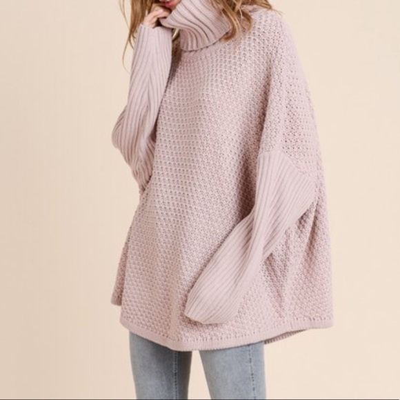 Doe & Rae | Sweaters | Last One Blush Oversized Turtleneck Sweater New ...